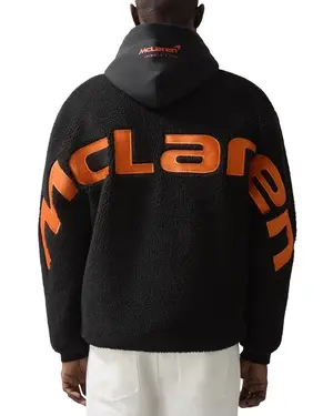 REISS X Mclaren Snoop Oversized Fit Embroidered Fleece Jacket - Black