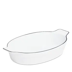 MADE IN Porcelain Oval Baking Dish - White/navy