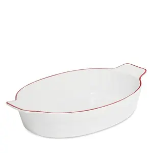 MADE IN Porcelain Oval Baking Dish - White/red