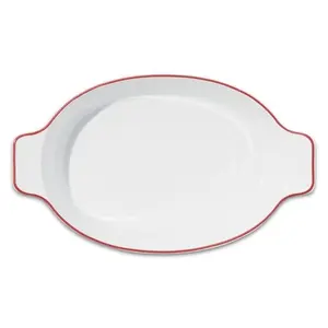 MADE IN Porcelain Oval Baking Dish - White/red