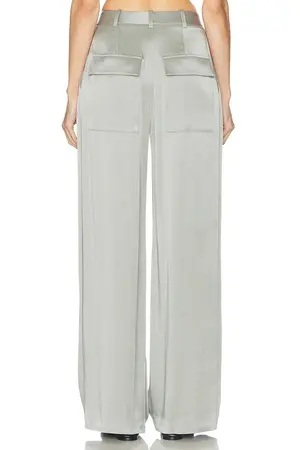 Lapointe Satin Pleated Relaxed Pant - Jade