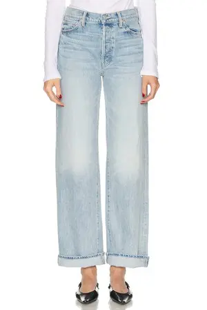 MOTHER The Dodger Button Hover Cuff Jeans - I Could Care Less