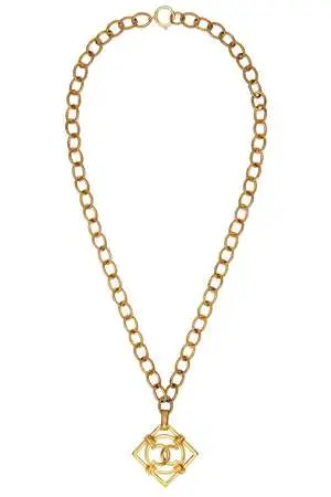 Chanel Cc Square -tone Necklace - Gold