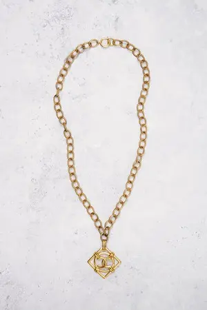 Chanel Cc Square -tone Necklace