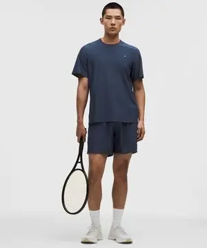 Lululemon Striped Mesh Tennis Short - Club Blue
