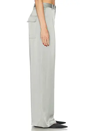Lapointe Satin Pleated Relaxed Pant - Jade