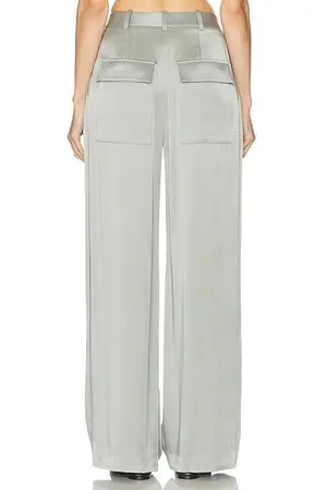 Lapointe Satin Pleated Relaxed Pant - Jade