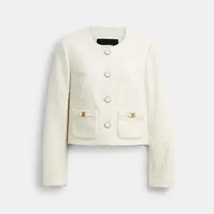 COACH Heritage C Boucle Jacket - Cream