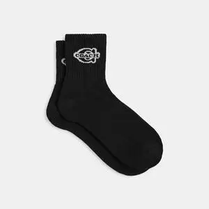 COACH Soho Quarter Crew Socks - Black