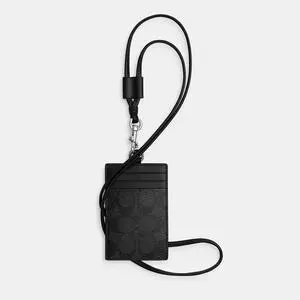 COACH Id Lanyard In Signature Canvas - Charcoal