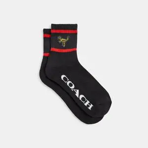 COACH Rexy Quarter Crew Socks - Black