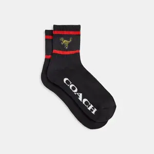 COACH Rexy Quarter Crew Socks - Black