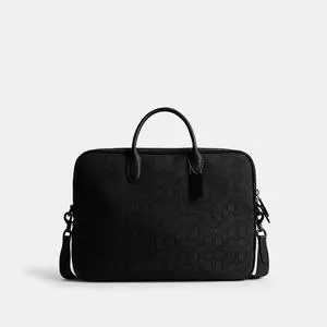 Coach Theo Work Bag In Signature Jacquard - Black