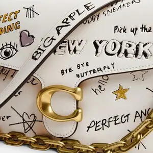 COACH Chain Tabby Shoulder Bag With Sketch Print - Brass/chalk Multi