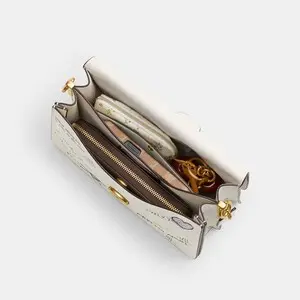 COACH Chain Tabby Shoulder Bag With Sketch Print - Brass/chalk Multi