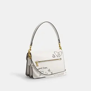 COACH Chain Tabby Shoulder Bag With Sketch Print - Brass/chalk Multi