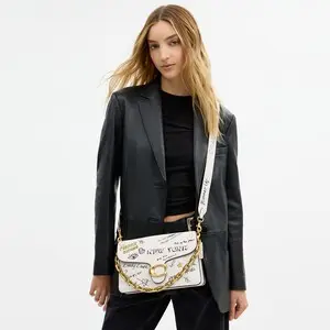 COACH Chain Tabby Shoulder Bag With Sketch Print - Brass/chalk Multi