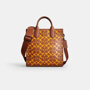 COACH Restored Gotham Tall Tote 24 In Signature Leather - Saddle/papaya