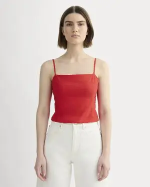 Everlane Stretch Linen Seamed Top - Classic Red