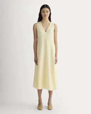 Everlane Softluxe Viscose V-neck Dress - Banana Crepe