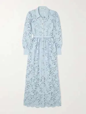 SELF-PORTRAIT Belted Corded Lace Maxi Dress