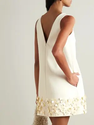 SELF-PORTRAIT Embellished Crepe Mini Dress