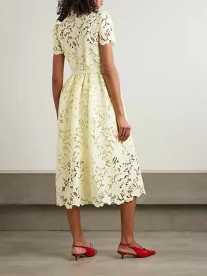 SELF-PORTRAIT Belted Corded Lace Midi Dress