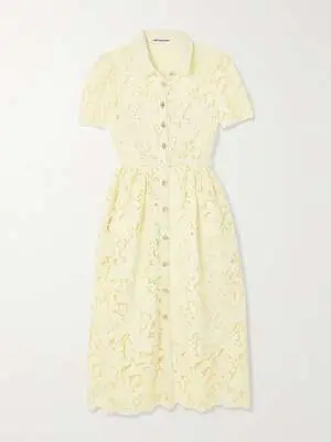 SELF-PORTRAIT Belted Corded Lace Midi Dress