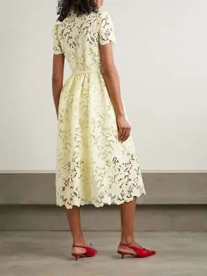 SELF-PORTRAIT Belted Corded Lace Midi Dress