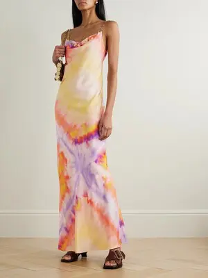 Rabanne Chainmail-embellished Tie-dyed Maxi Dress - Orange