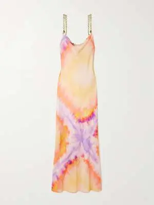 Rabanne Chainmail-embellished Tie-dyed Maxi Dress - Orange