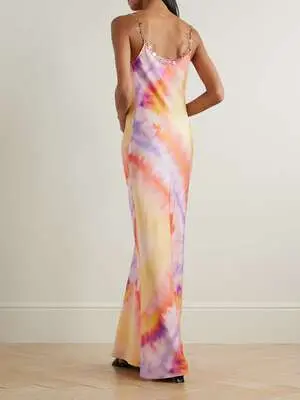 Rabanne Chainmail-embellished Tie-dyed Maxi Dress - Orange
