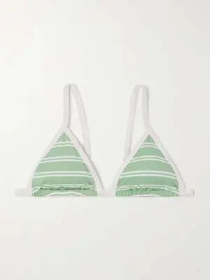 Marysia Marysia Bianco Striped Triangle Bikini Top Mint