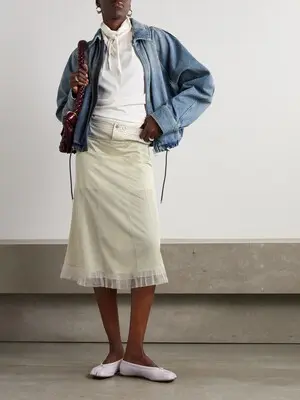 MAISON MARGIELA Layered Chiffon And Checked Cotton Skirt