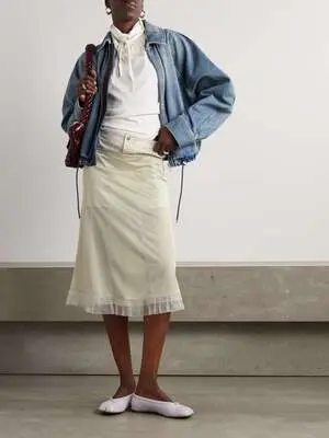 MAISON MARGIELA Layered Chiffon And Checked Cotton Skirt