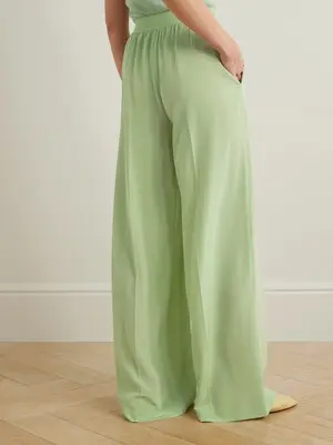 JOSEPH Hulin Silk Crepe De Chine Wide-leg Pants - Green