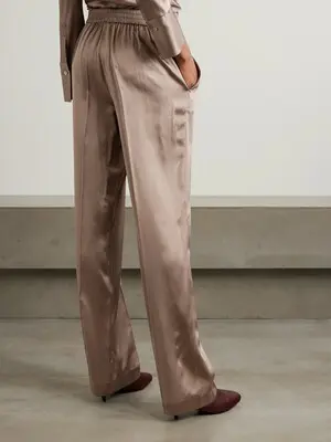 JOSEPH Tova Silk-satin Pants - Brown