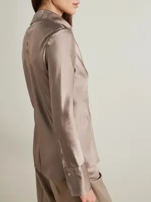 JOSEPH Brunel Silk-satin Shirt - Brown