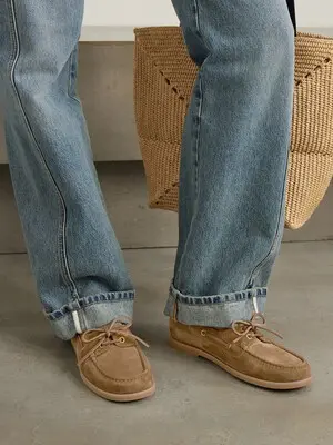 GIANVITO ROSSI Vandée Suede Boat Shoes - Neutrals