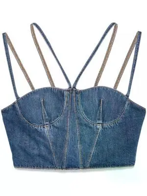 NENSI DOJAKA Bustier Denim Top