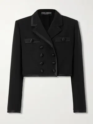 Dolce & Gabbana Satin-trimmed Wool-blend Blazer - Black