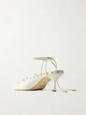 Chloé Ghilies Lace-up Leather Kitten Heel Pumps