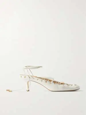 Chloé Ghilies Lace-up Leather Kitten Heel Pumps
