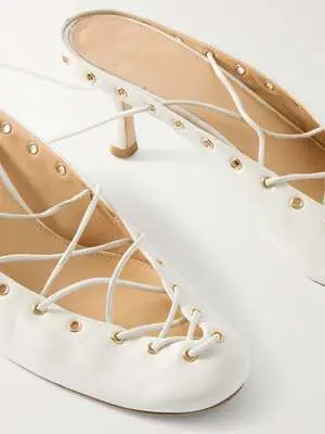 Chloé Ghilies Lace-up Leather Kitten Heel Pumps