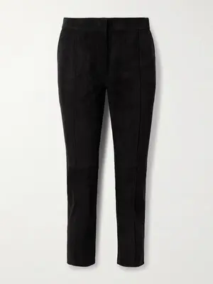 Alex Perry Cropped Suede Slim Leg Pants