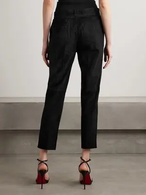 Alex Perry Cropped Suede Slim Leg Pants