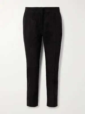 Alex Perry Cropped Suede Slim Leg Pants