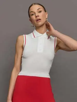Carbon38 Tennis Sleeveless Polo - White/bittersweet