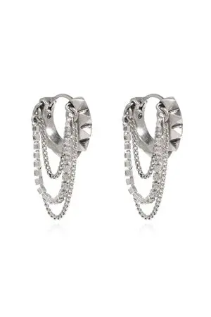 ALLSAINTS Studded Chain Hoop Earrings - Silver