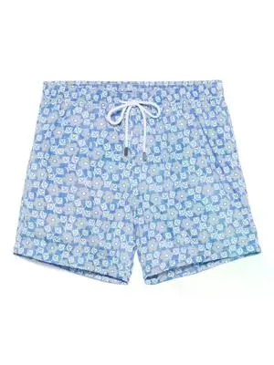 BARBA NAPOLI Floral-print Swim Shorts - Blue